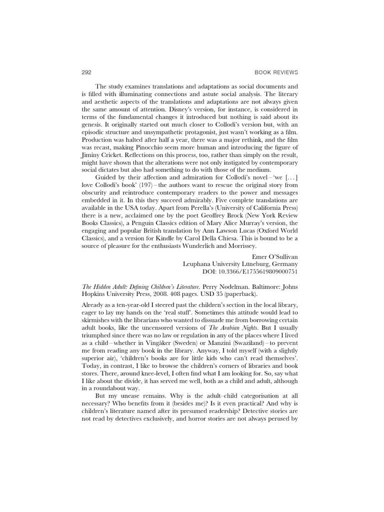 Nodelman's Hidden Adult in Literature | PDF | Analytical Psychology