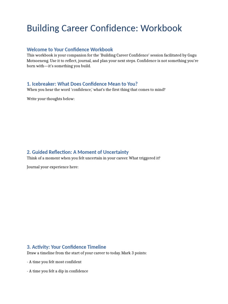 Career Confidence Workbook PDF | PDF