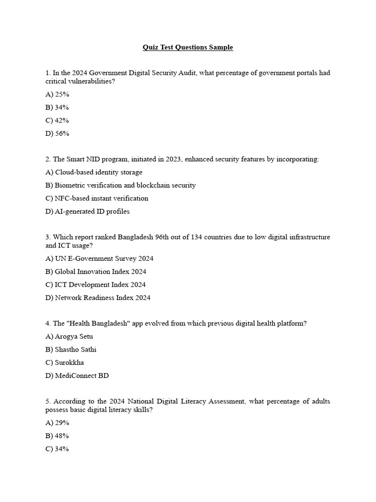 2024 Digital Security Quiz Questions | PDF | Information And ...
