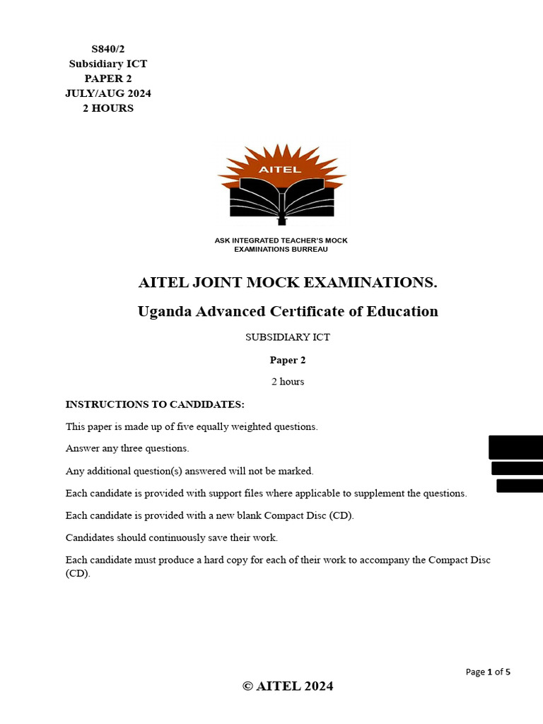 Sub Ict 2 A Level Aitel - 050354 | PDF | Computing