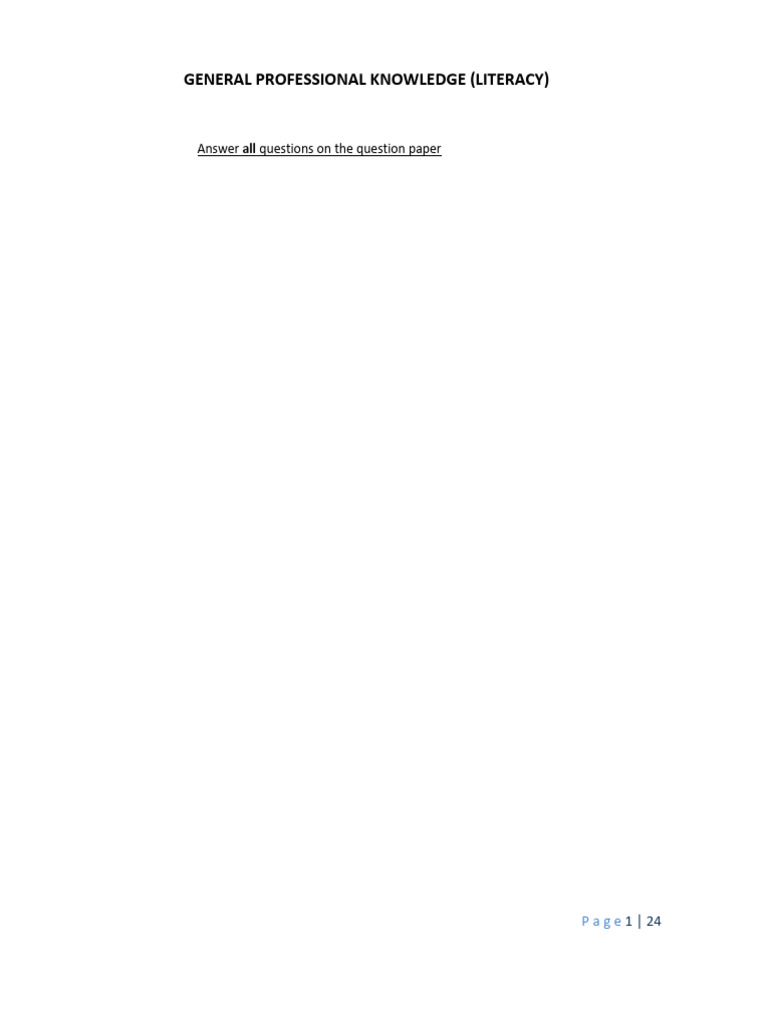 General Professional Knowledge Test | PDF | Sentence (Linguistics) | Adverb