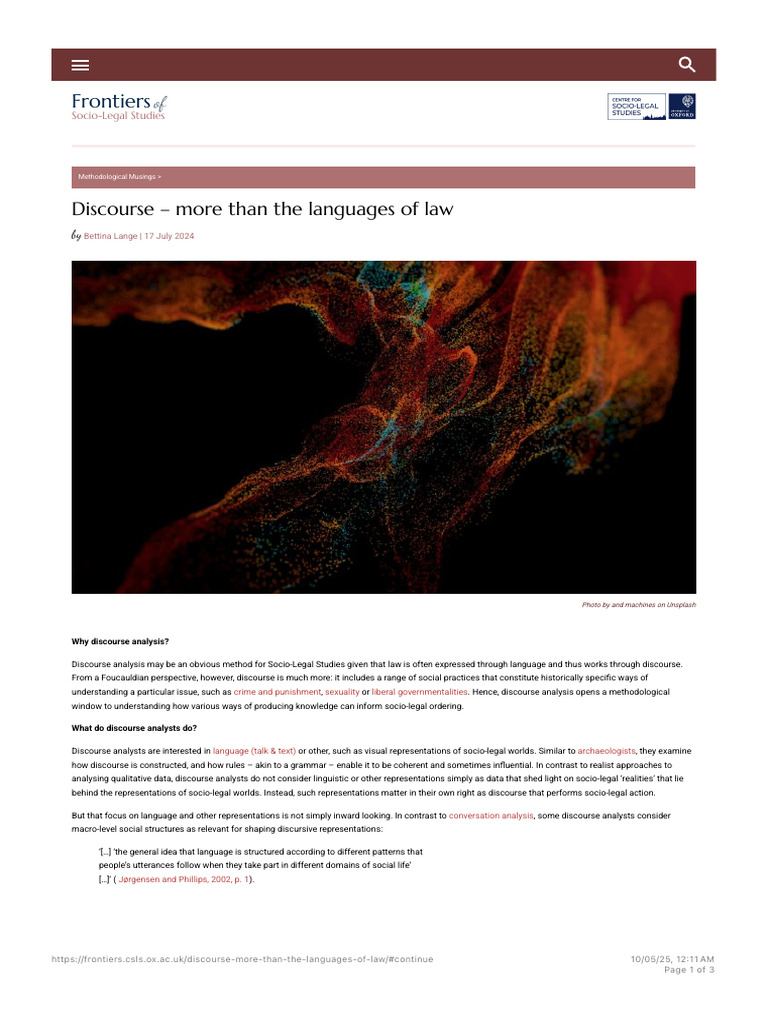 Discourse - More Than The Languages of Law - Frontiers of Sociolegal ...