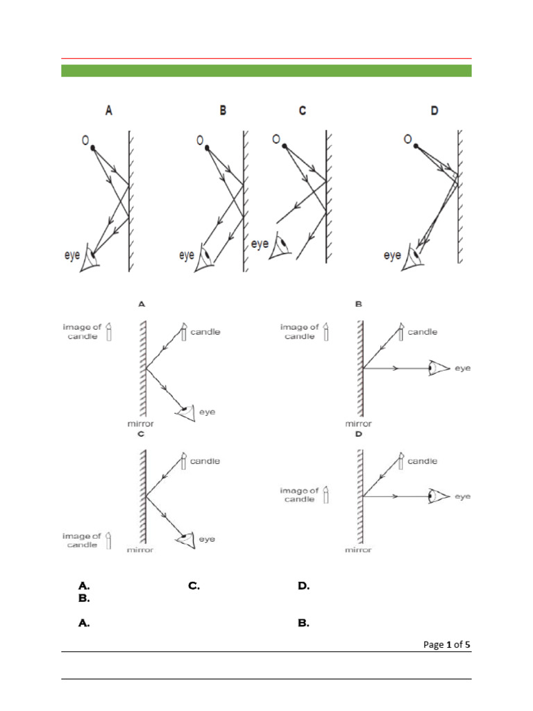 Reflection of Light Assignment Part One | PDF | Reflection (Physics) | Mirror