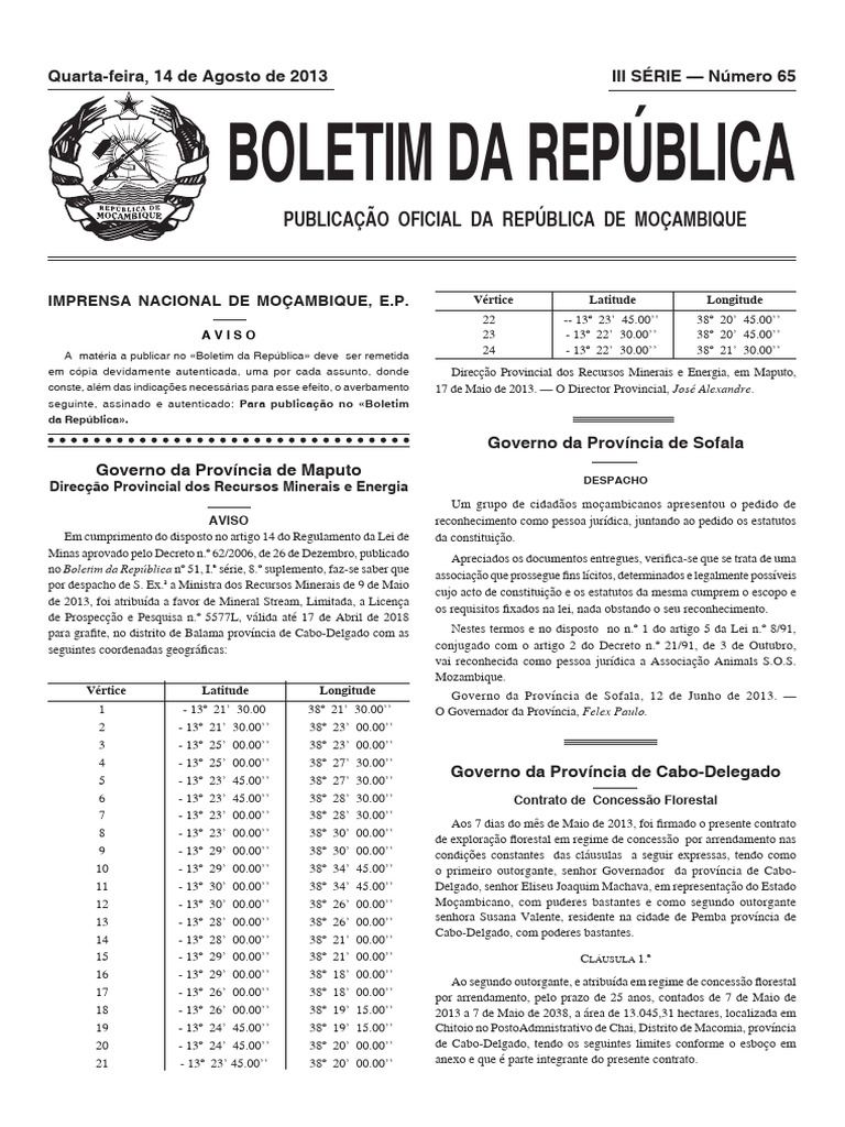Boletim da República de Moçambique | PDF | Justiça | Crime e Violência