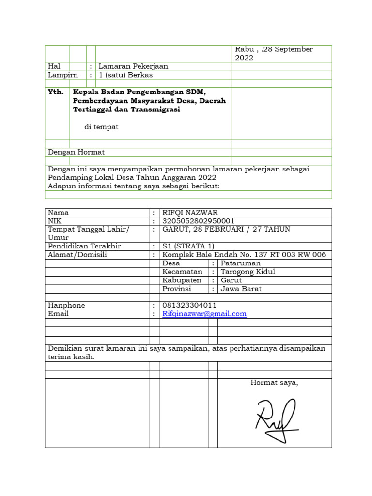 Contoh-Surat-Pendamping-Lokal-Desa-PLD-Tahun-Anggaran-2022 (2) (4) | PDF