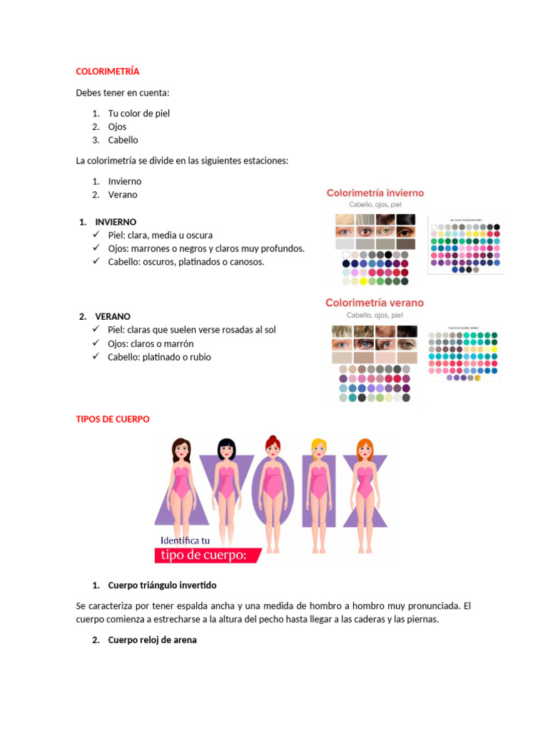 Guía de Colorimetría y Tipos de Cuerpo | PDF