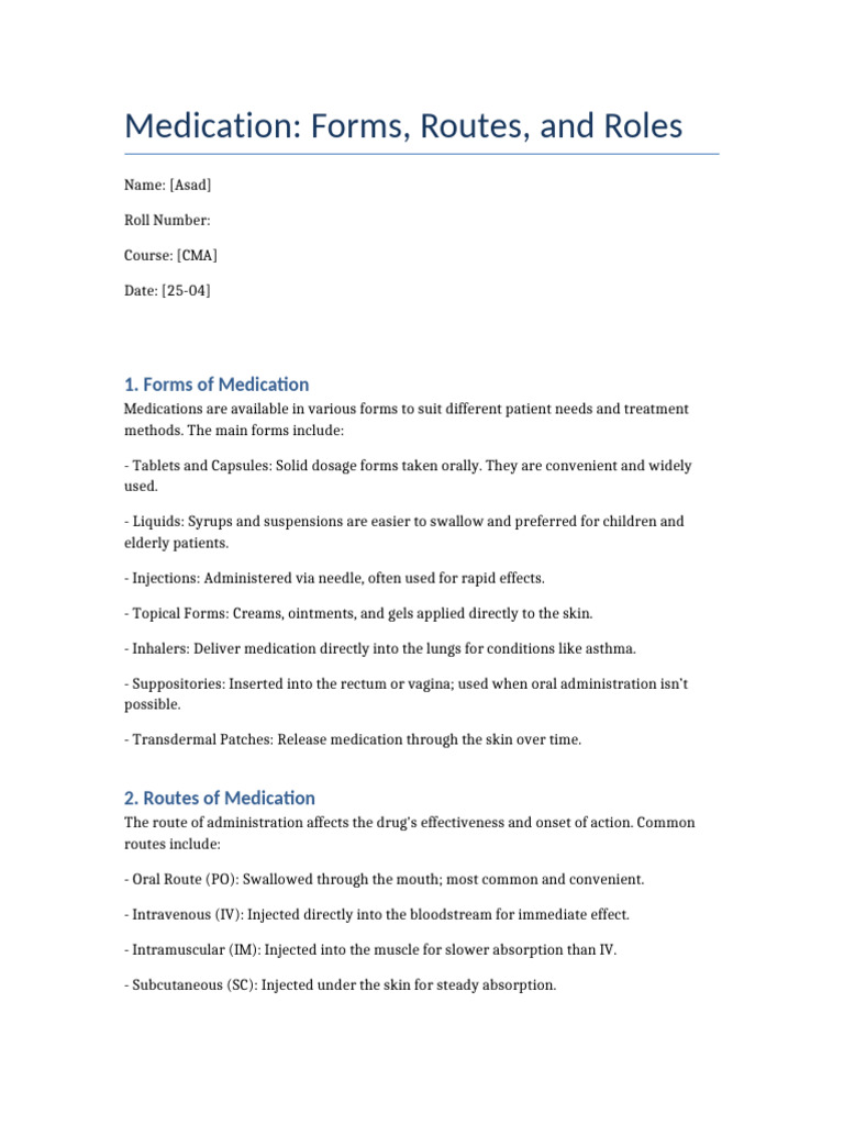 Medication Assignment | PDF