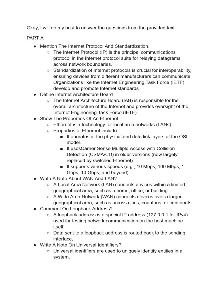 TCP - Ip Important Questions&answers | PDF | Internet Protocols | Internet Protocol Suite