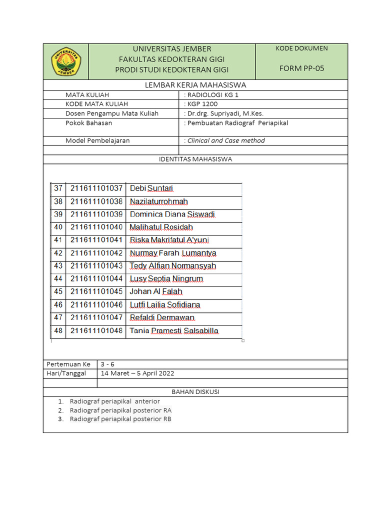 2d - LKM Radiograf Periapikal - Lutfi (21-046) | PDF