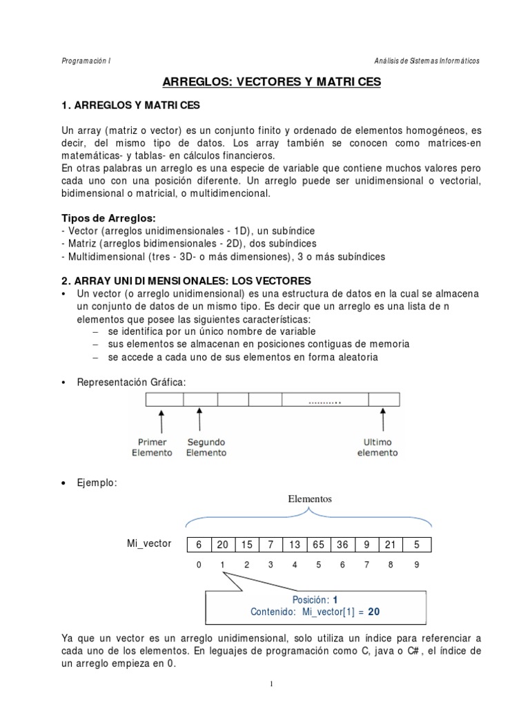 Tema - Vectores y Matrices | PDF | Estructura de datos de matriz ...