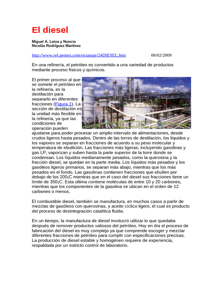 El Diesel-Pemex | PDF | Refinería de petróleo | Combustible diesel