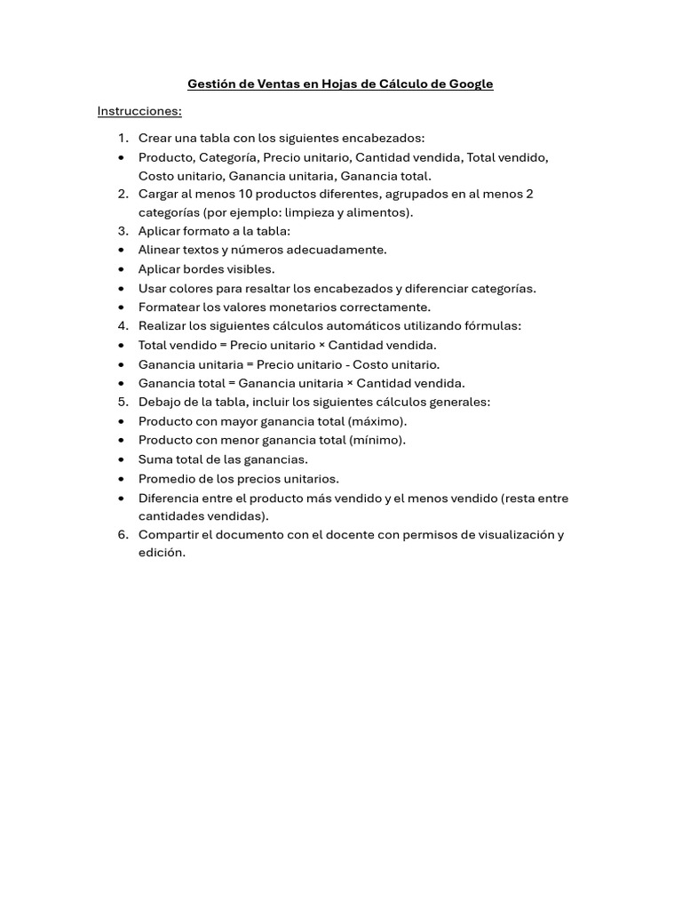 Act Google Hojas de Calc | PDF