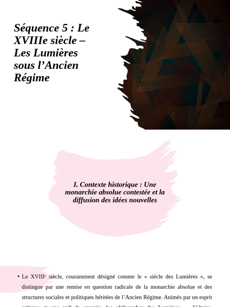 Séquence 5 Le XVIIIe Siècle - Les Lumières Sous L'ancien Régime | PDF ...