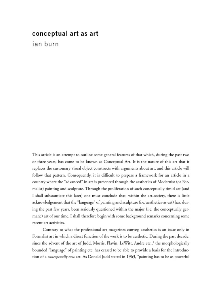 Ian Burn, Conceptual Art As Art | PDF | Concept | Experience