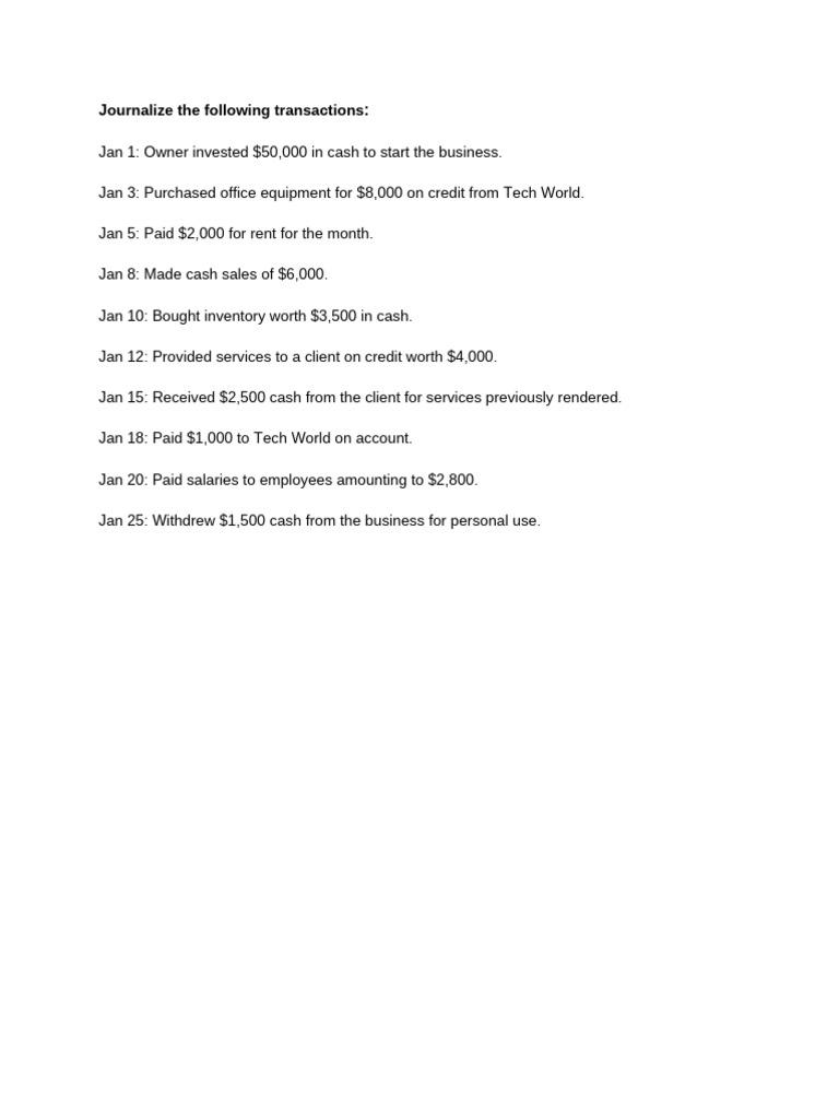 Journalize The Following Transactions | PDF