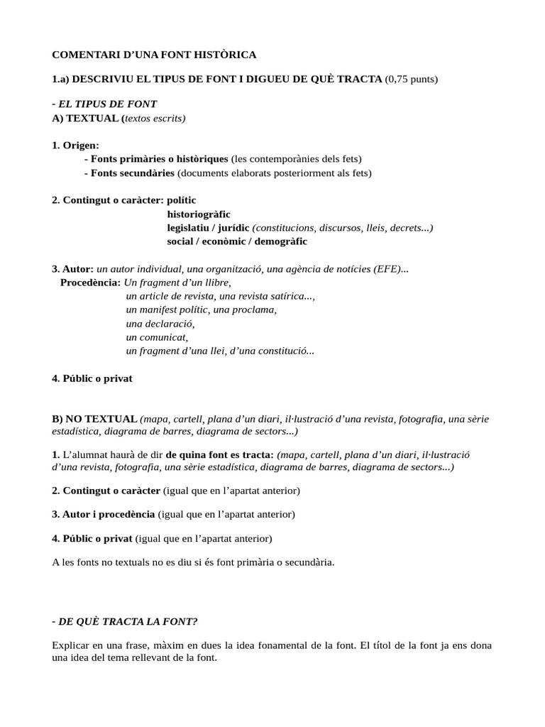 Comentari D'una Font Històrica | PDF
