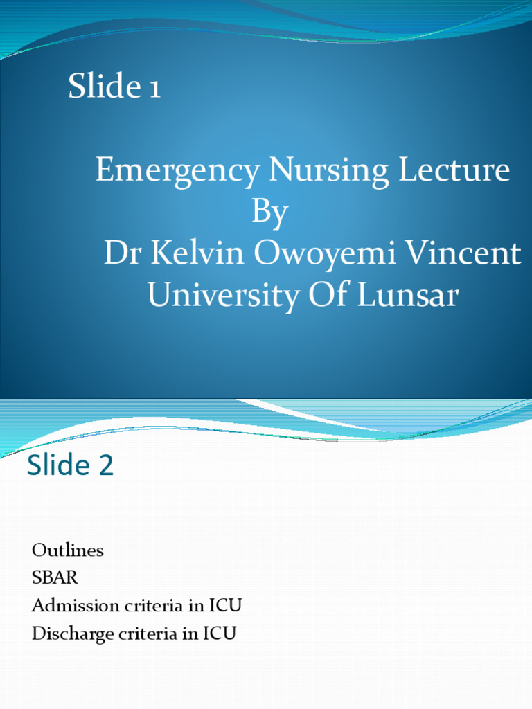 EMERGENCY NURSING LECTURE BY DR Vincent | PDF | Shock (Circulatory ...