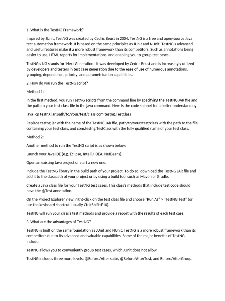 4 Testng Interview Questions And Answers Pdf Software Testing Method Computer Programming