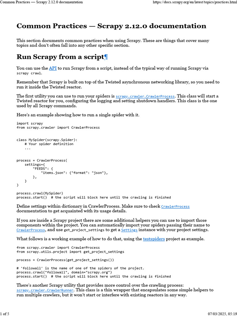 Common Practices - Scrapy 2.12.0 Documentation | PDF | Http Cookie | Web Technology