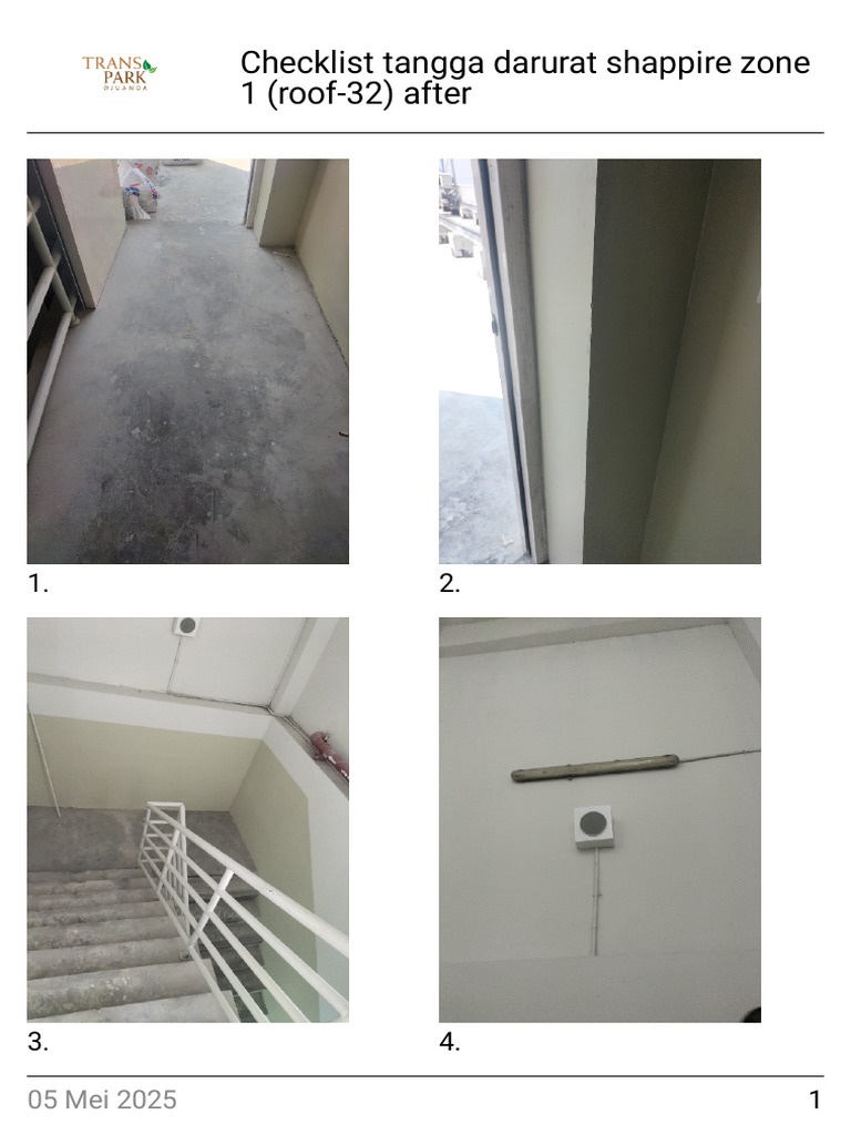 Checklist Tangga Darurat Shappire Zone 1 (Roof-32) After | PDF