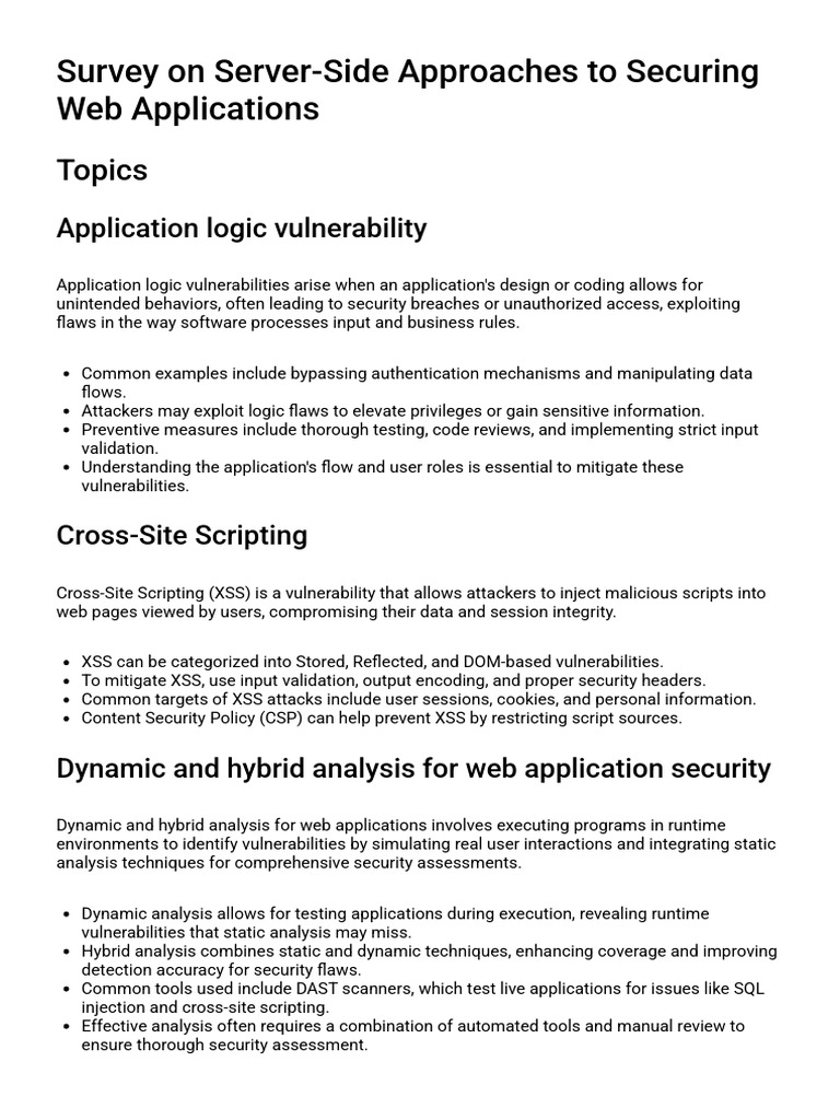 Survey On Server-Side Approaches To Securing Web Applications | PDF ...