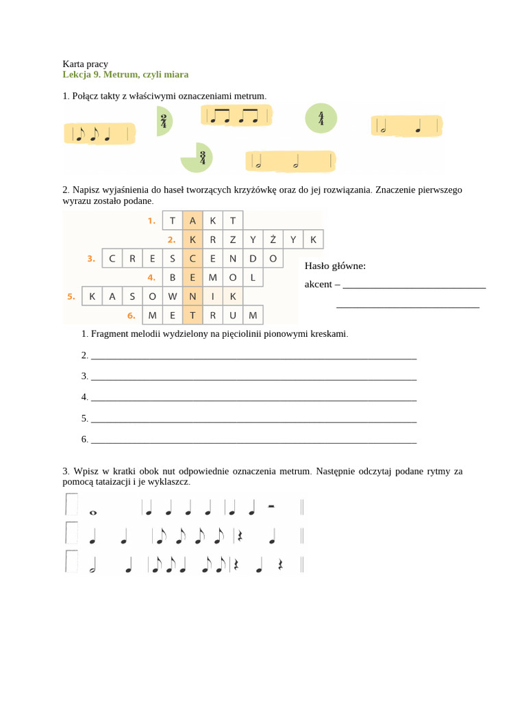 Karta Pracy Metrum Czyli Miara | PDF