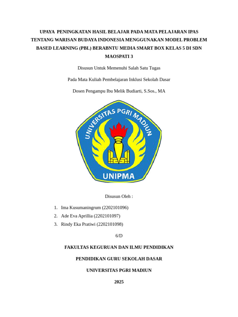 Upaya Peningkatan Hasil Belajar Siswa Pada Mata Pelajaran IPAS Tentang ...