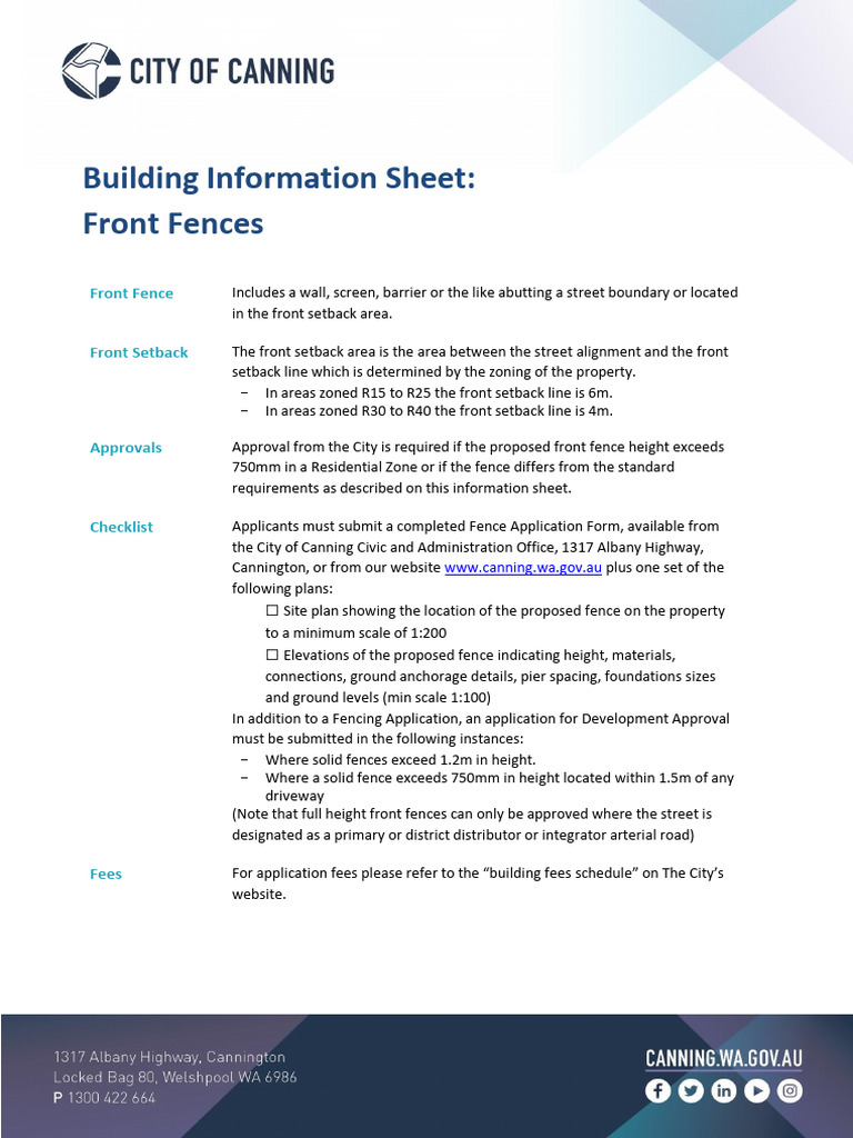 bis-07-information-sheet-front-fences | PDF | Fence | Materials