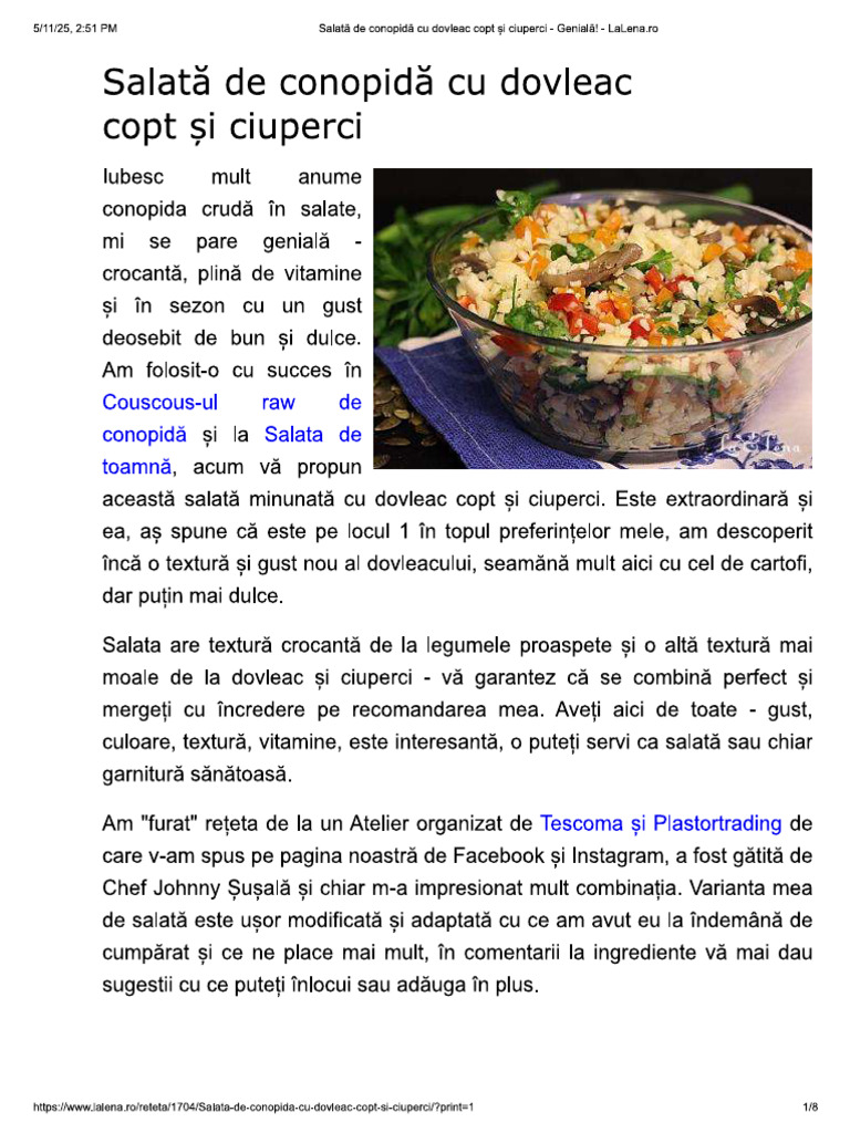 Salata de Conopida Cu Dovleac Copt Si Ciuperci | PDF