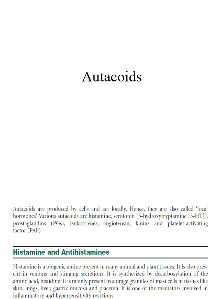 Autacoids and Respiratory System | PDF