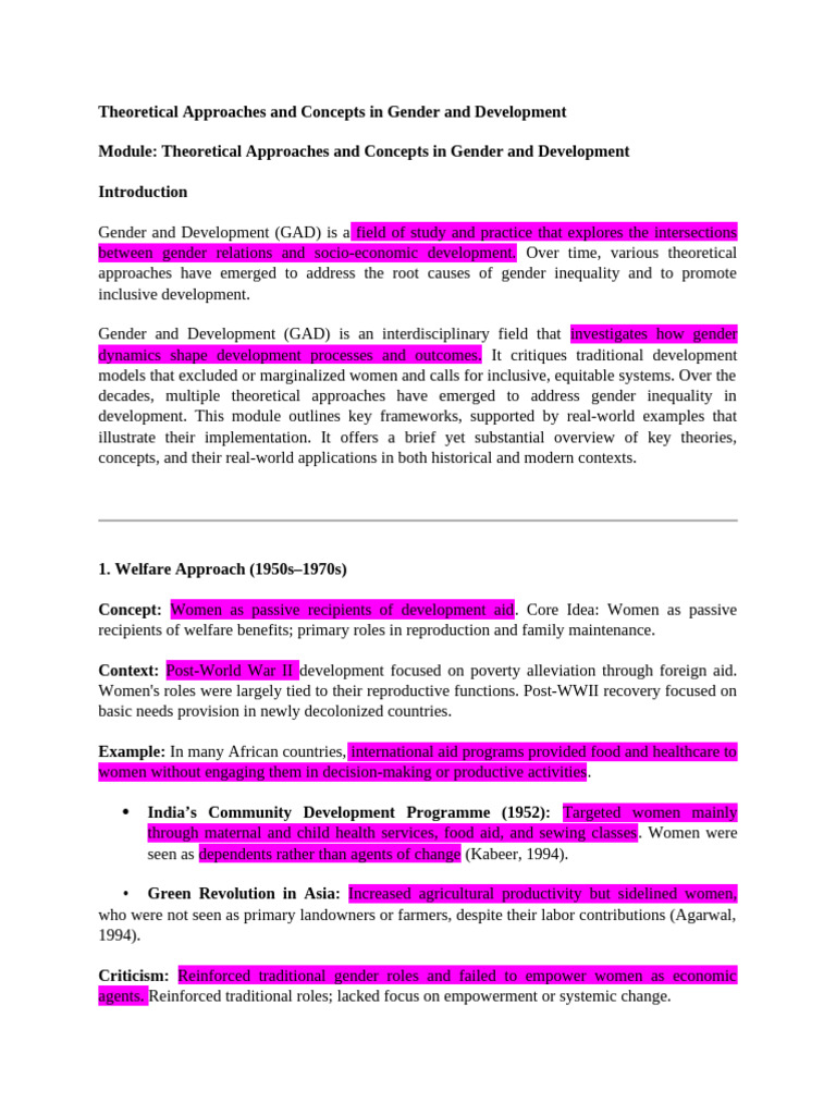 module-midterms-Theoretical-Approaches-and-Concepts-in-Gender-and-Development | PDF | Gender And ...