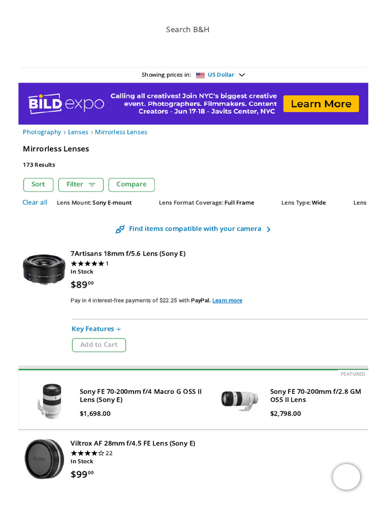 Mirrorless Lenses and Compact System Lenses - B&H Photo | PDF | Camera ...