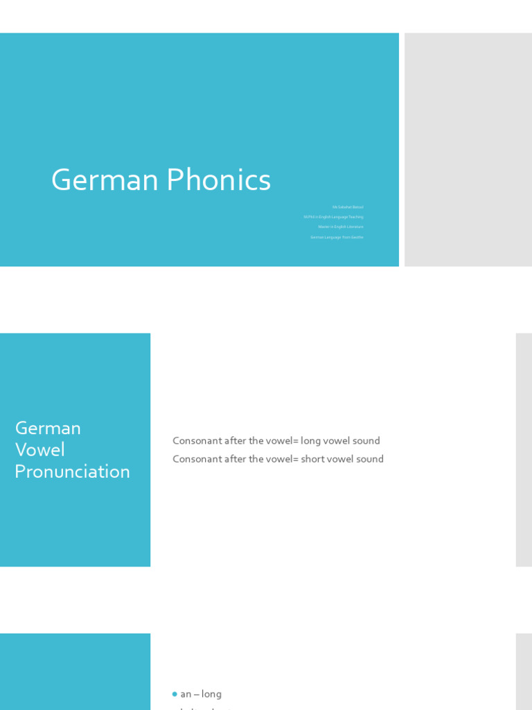 German Phonics: Vowel Sounds Explained | PDF