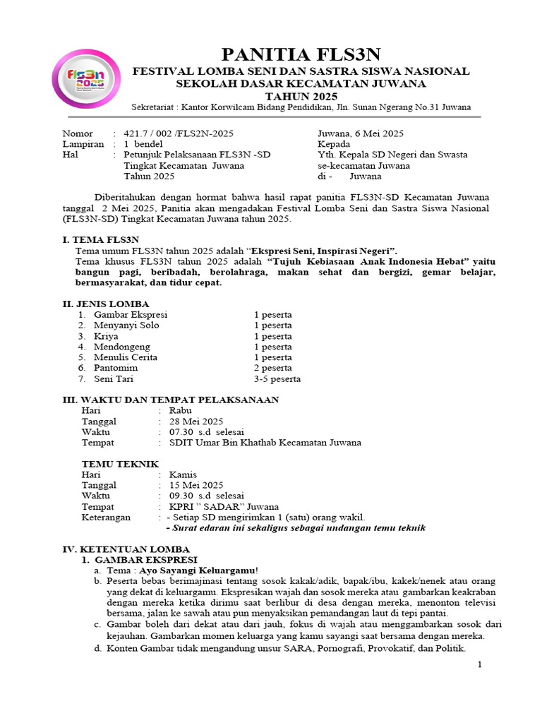 Juknis FLS3N Juwana 2025 | PDF