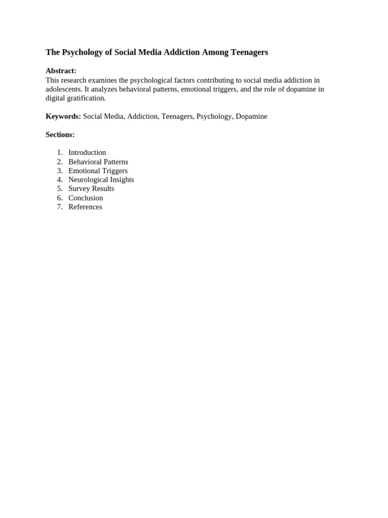 The Psychology of Social Media Addiction Among Teenagers | PDF