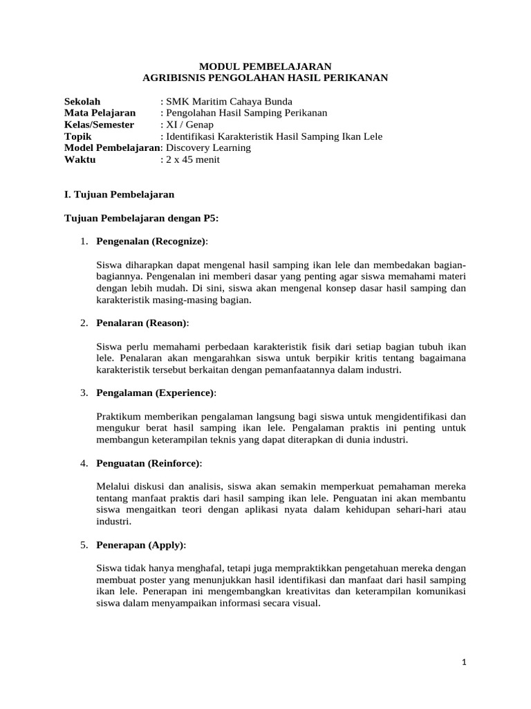 Modul Pembelajaran Hasil Samping Perikanan 2024 | PDF