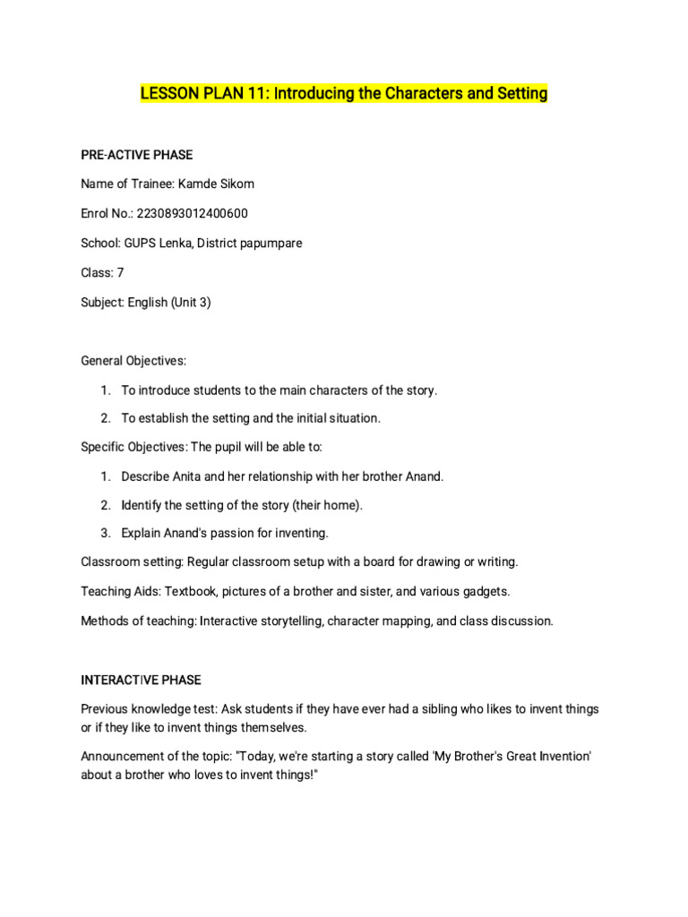 Lesson Plan 11-15 Eng | PDF | Lesson Plan | Teachers