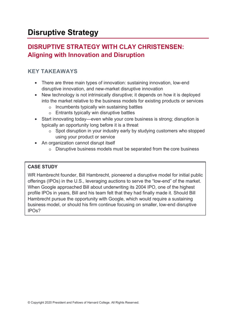 Disruptive Strategy Module 1 Summary | PDF | Disruptive Innovation | Innovation