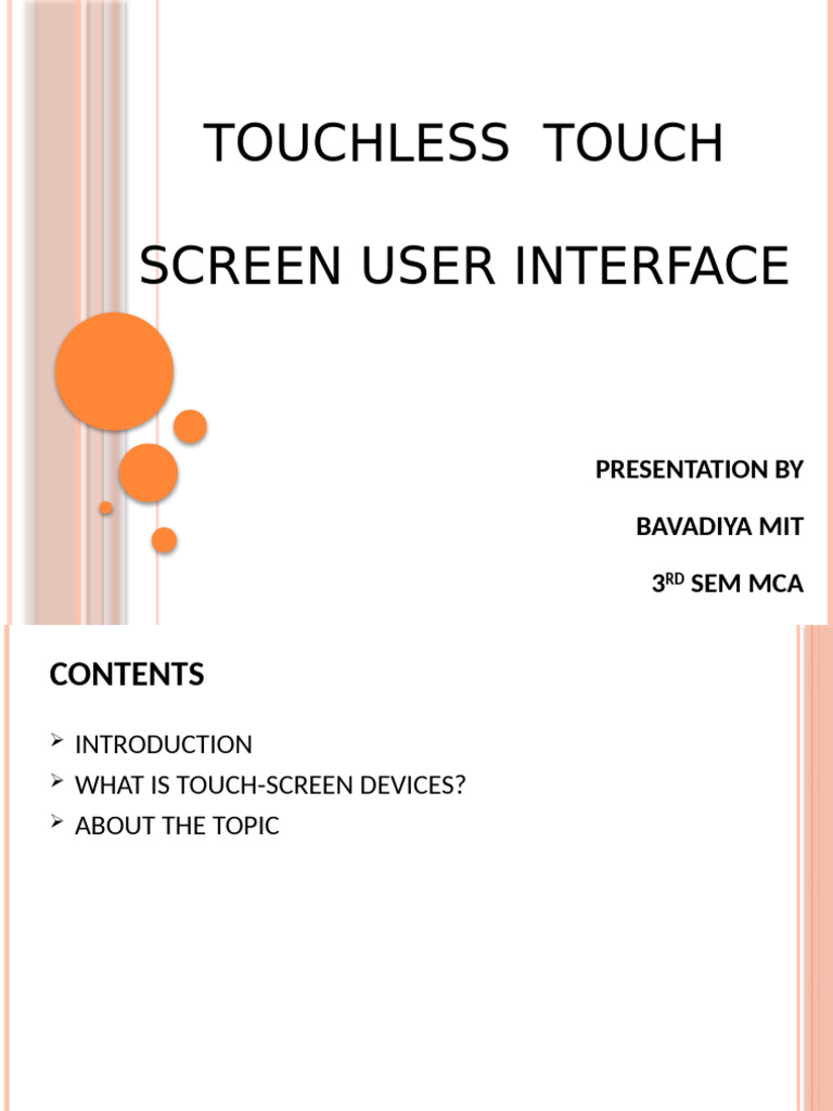 Touchless Touch Screen User Interface | PDF | Touchscreen | Human ...