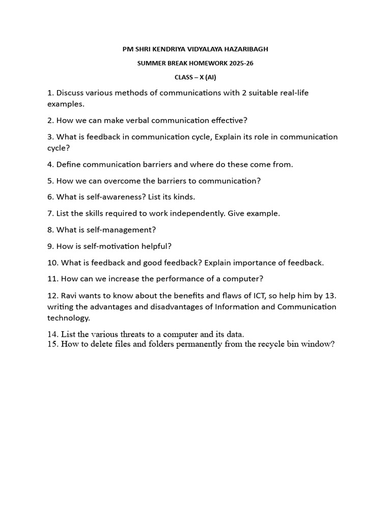 Homework - X - AI - Summer Vacation | PDF