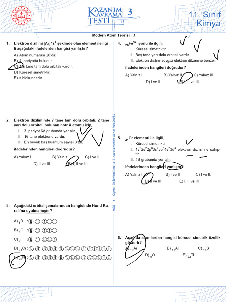 Sınıf 11. Sınıf Kimya Kimya | PDF