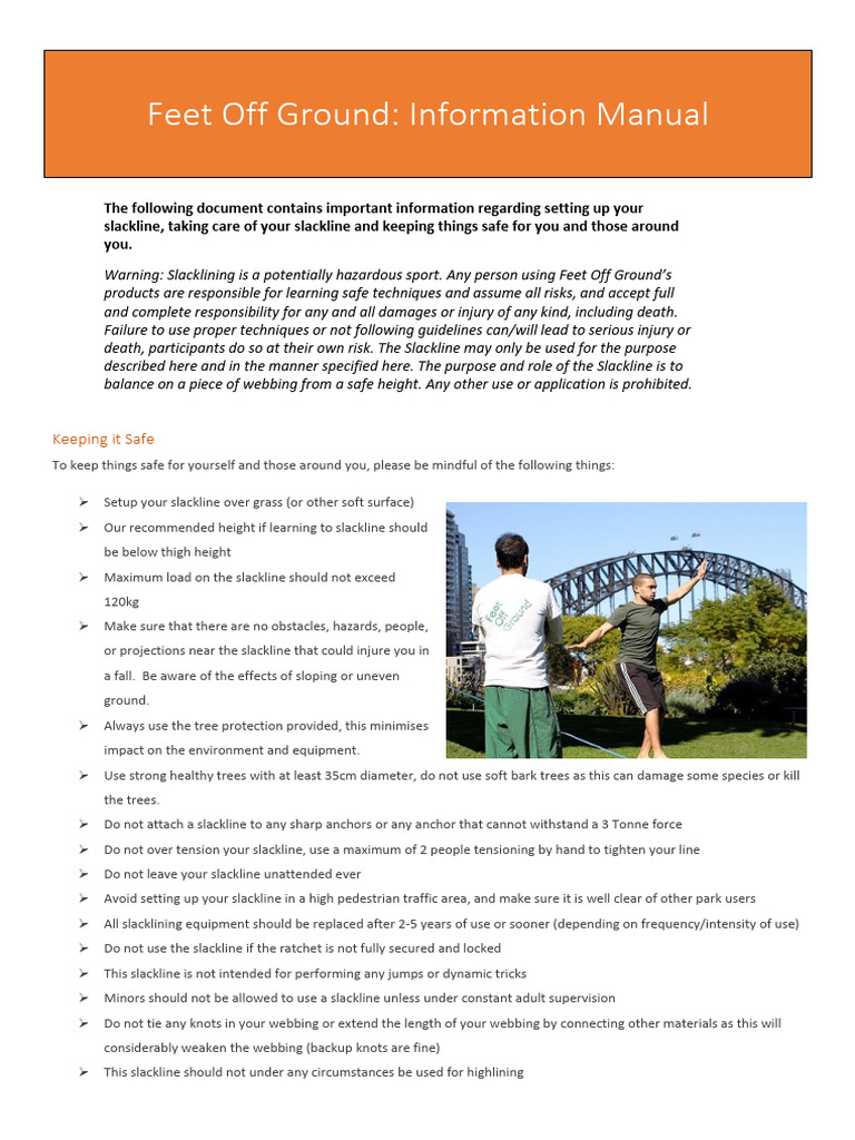 Beginner Slackline Manual Feet Off Ground | PDF