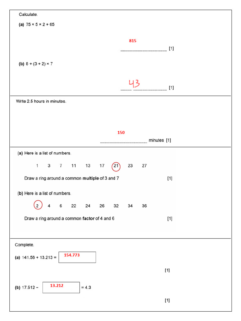 Mimic Primary Checkpoint Mark Scheme | PDF