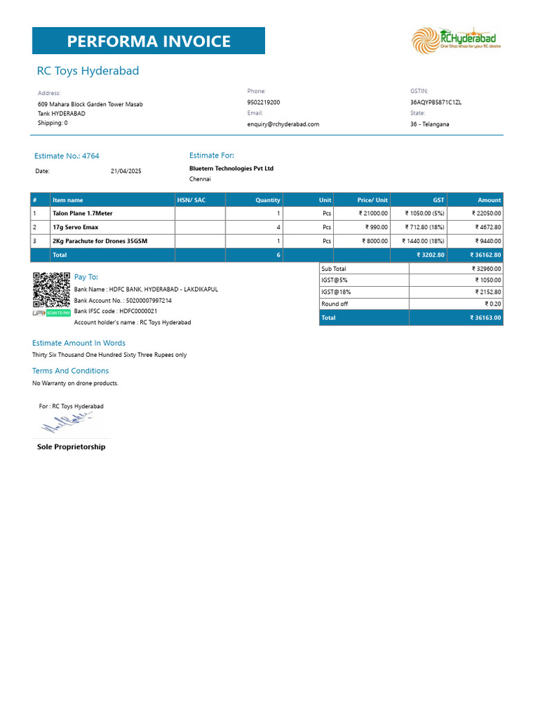 Performa Invoice - 4764 - 21 - 04 - 25 | PDF | Foreign Exchange Market ...