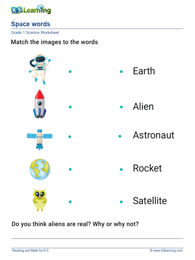 Grade 1 Space Vocabulary B | PDF