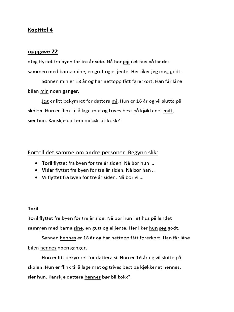 Fasit til Stein på stein. Arbeidsbok. Kap 04 oppgave 22-23 | PDF