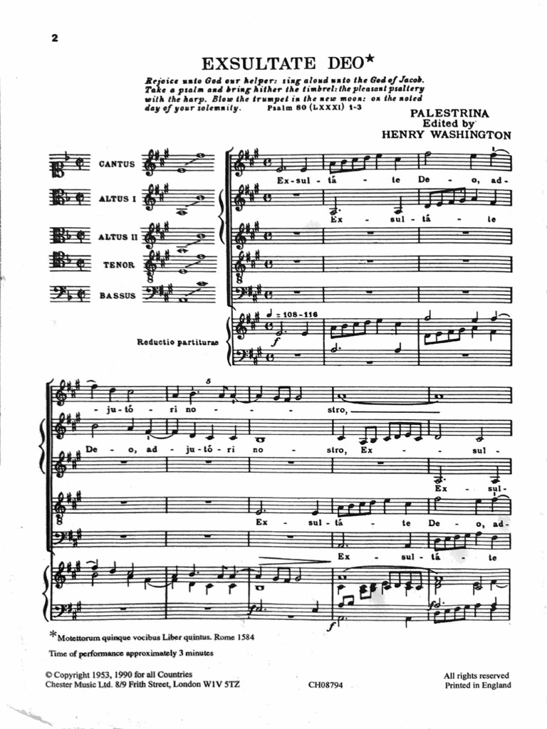 Exultate Deo Palestrina | PDF