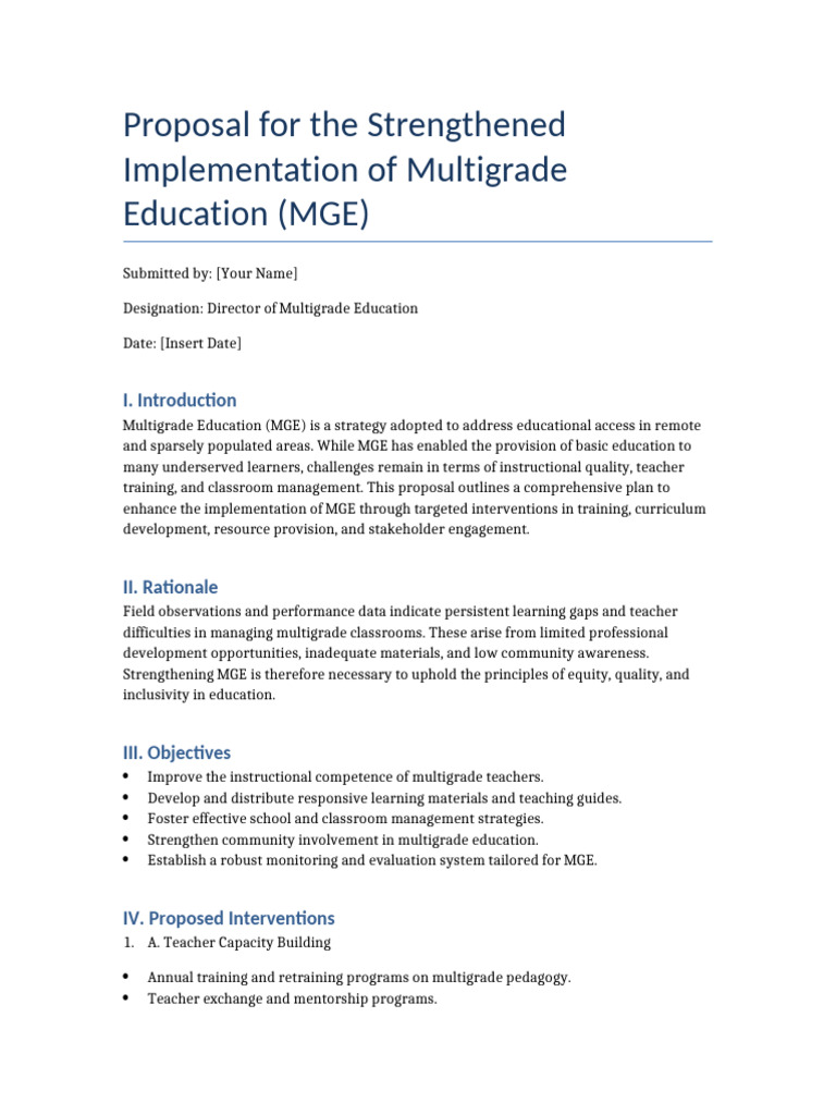 MGE Improvement Proposal | PDF | Teachers | Educational Technology