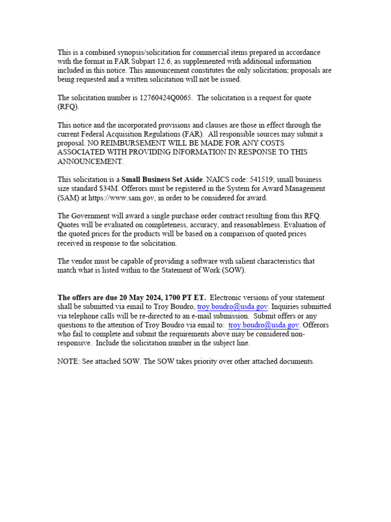 USDA FS Synopsis | PDF