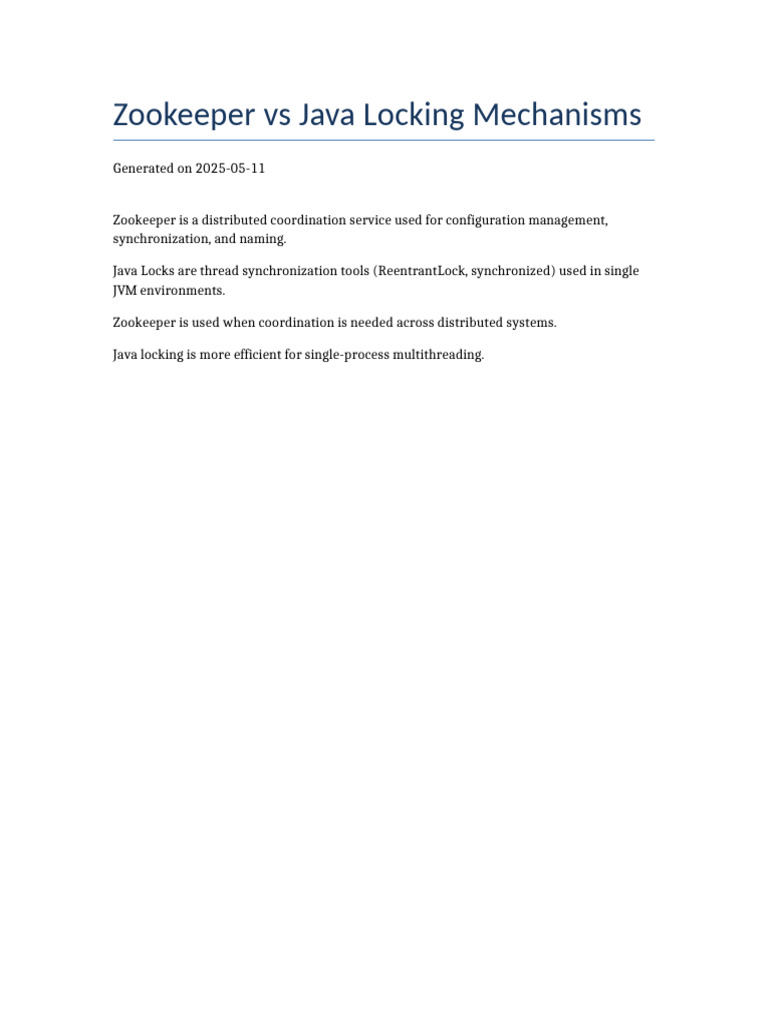 Zookeeper Vs Java Locking Mechanisms | PDF